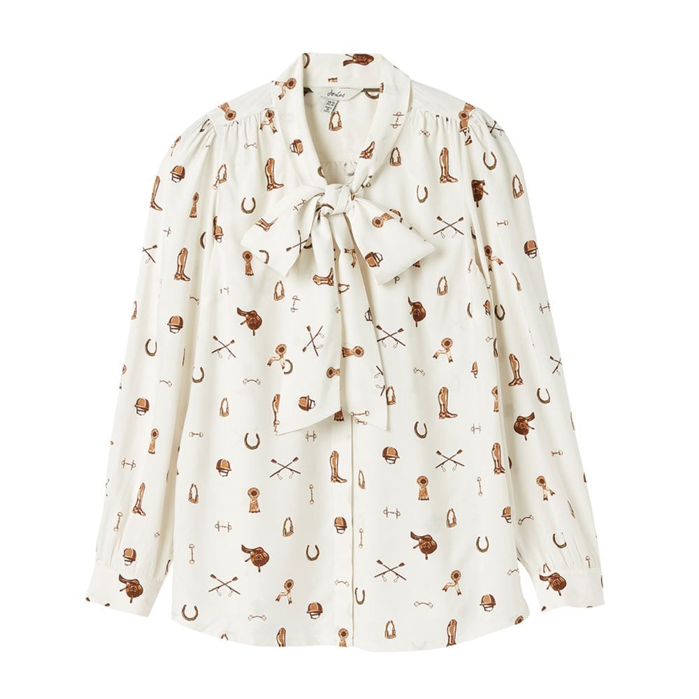 Joules Everly Equestrian Tie Neck Blouse | Houghton Country